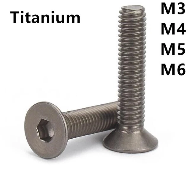 TITANIUM HEX SOCKET Bolt Countersunk Flat Head Screws M3 M4 M5 M6 EUR 13,12 - PicClick FR