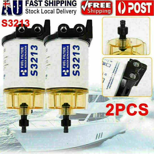 2X S3213 BOAT Fuel Filter Marine Fuel Water Separator Outboard Marine ...