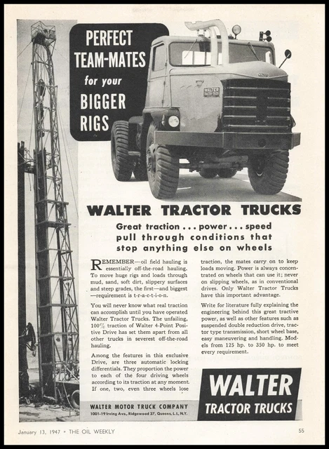1947 WALTER MOTORS Queens New York Tractor Trucks Oil Field Rig Photos ...