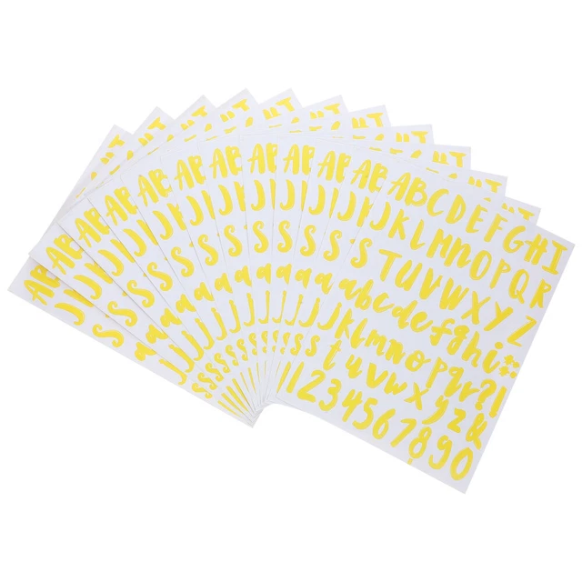 12 SHEETS AUTOCOLLANTS Alphanumériques Lettre Cursive Stickers Pour ...