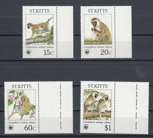 TIMBRE STAMP 4 Ile St Kitts Y&T#613-16 Singe Monkey Neuf**/Mnh-Mint ...