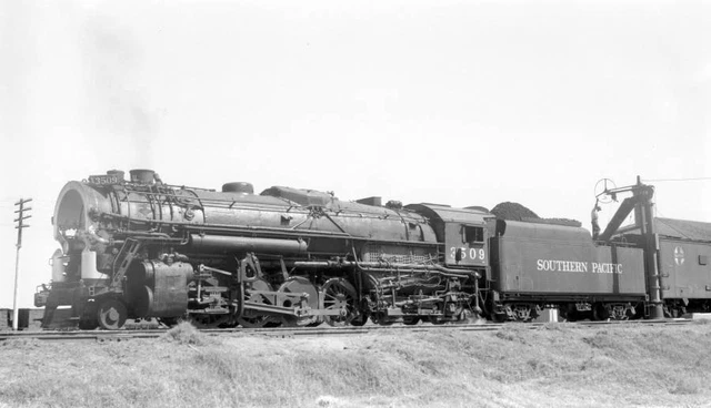 SP SOUTHERN PACIFIC Railroad Locomotive Engine No 3509 Old Train Photo ...