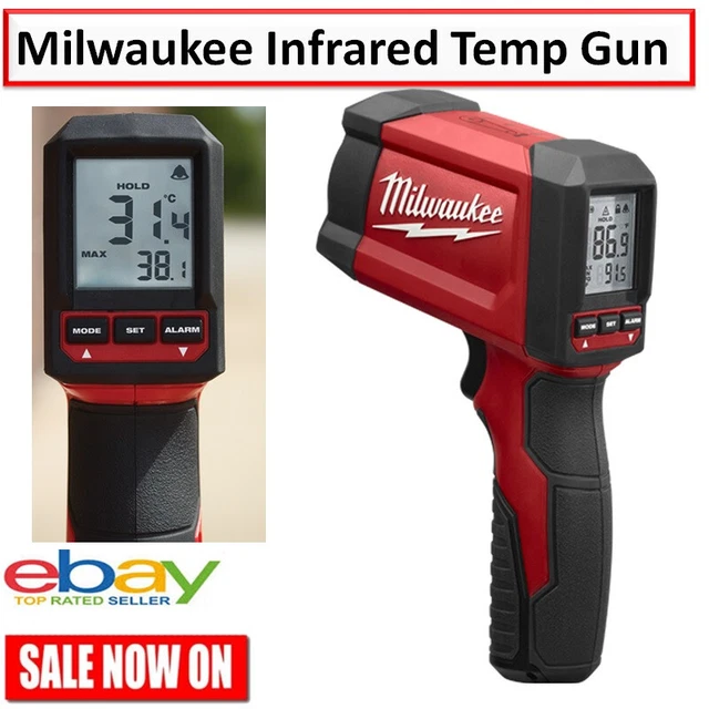MILWAUKEE INFRARED LASER Temperature Gun 9V Battery Digital Thermometer ...