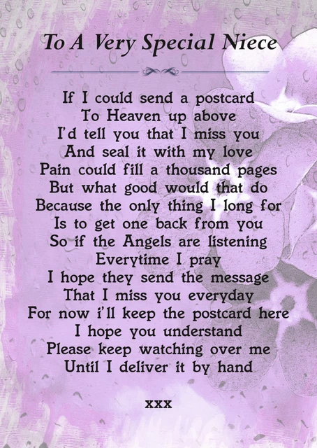A VERY SPECIAL Niece Memorial Graveside Poem Card With Free Ground ...