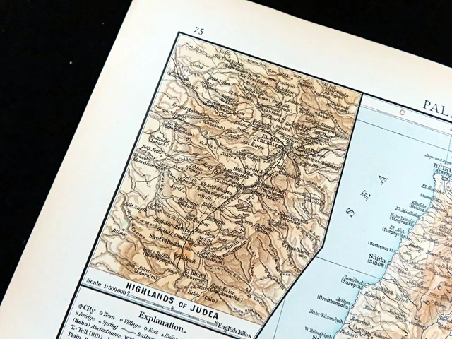 MAPPA ANTICA DI Palestina Israele Il Holy Land Giudea Samaria Dead Sea ...