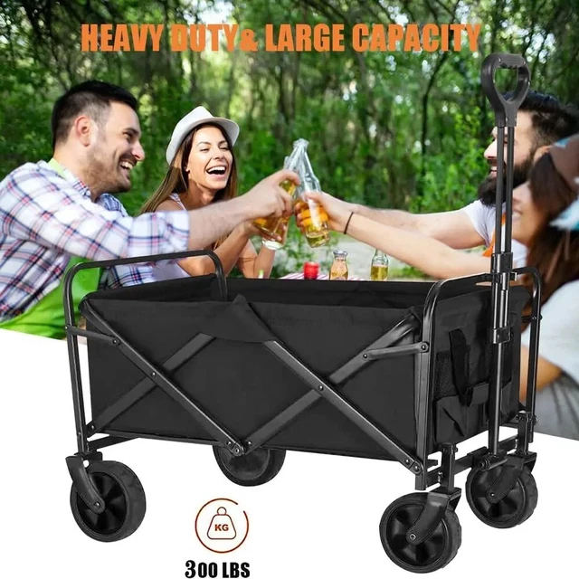 COLLAPSIBLE WAGON PUSH Pull Beach Trailer Foldable Garden Cart Folding ...