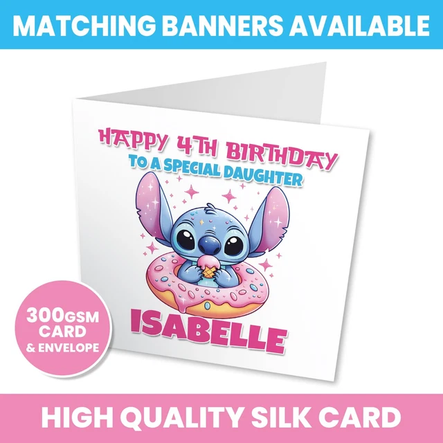 PERSONALISED STITCH BIRTHDAY Card Any Name Age Relation Occasion £2.99 ...
