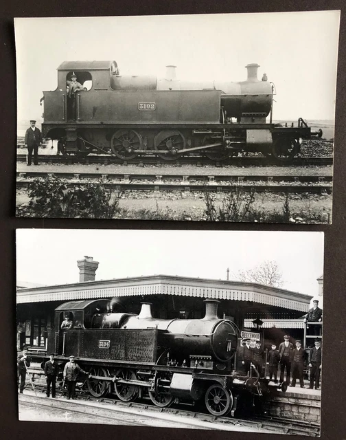 2 VINTAGE PHOTOGRAPHS Gwr 31Xx Class 2-6-2T Locomotives Nos. 3102 ...