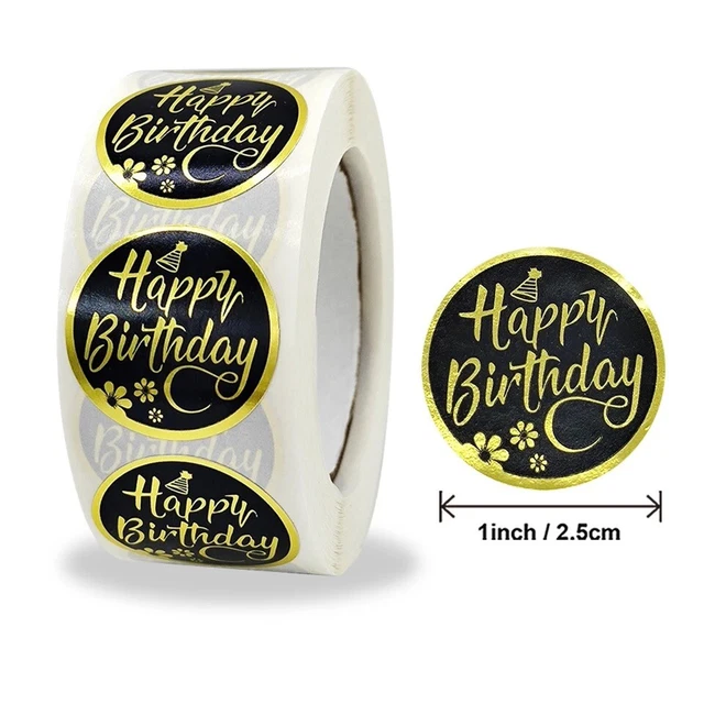 HAPPY BIRTHDAY GREETING Stickers Labels for Cards Envelopes Gifts Party ...