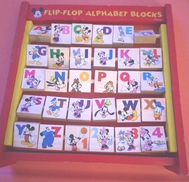 VINTAGE DISNEY FLIP Flop Alphabet Blocks Mickey Minnie Mouse Goofy ...