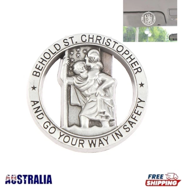 ST CHRISTOPHER MEDAL Car Saint Christopher Visor Clip Auto Sun Visor ...