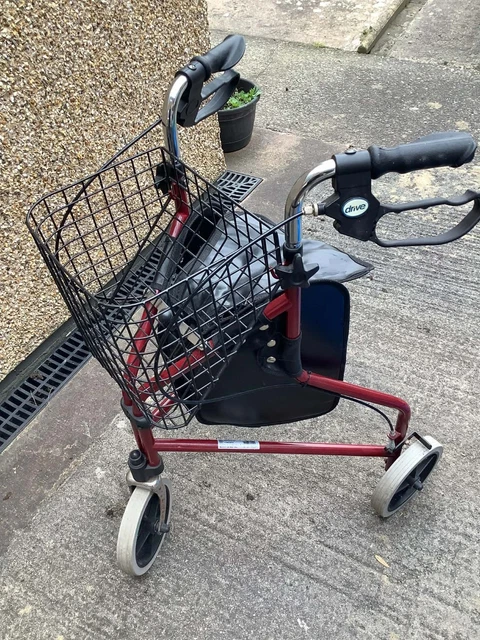 DRIVE 3 WHEEL Tri Walker Rollator Mobility Aid with Basket Tray & Bag ...