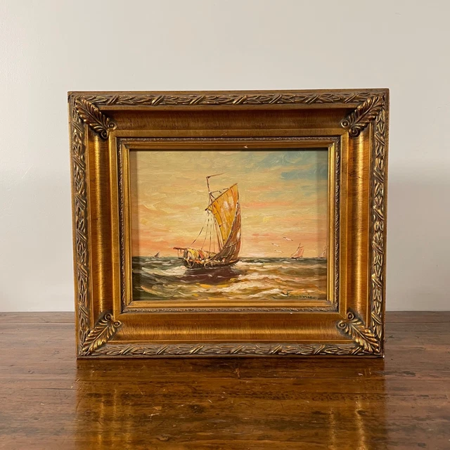 ANCIEN TABLEAU MARINE Voilier Signé FOURNIER Huile sur Bois Années 1920 ...