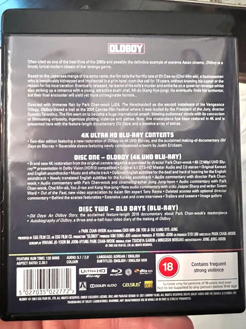 OLDBOY (4K ULTRA HD Blu Ray 2003) Park Chan Wook Arrow Video (IMPORT) $40.13 - PicClick CA