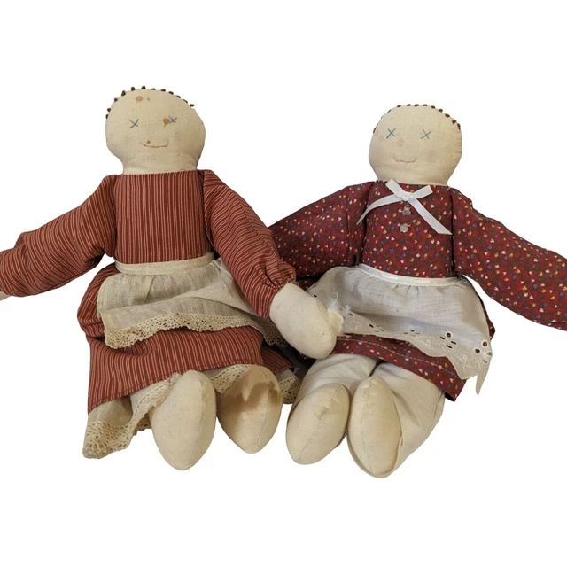 VINTAGE FOLK ART Dorothy Rag Doll Handmade Primitive Doll Embroidered ...