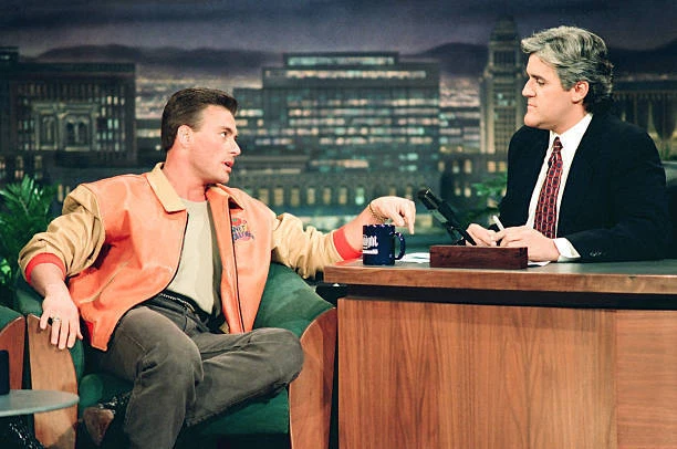 ACTOR JEAN-CLAUDE VAN Damme during an interview with host Jay Len- Old ...