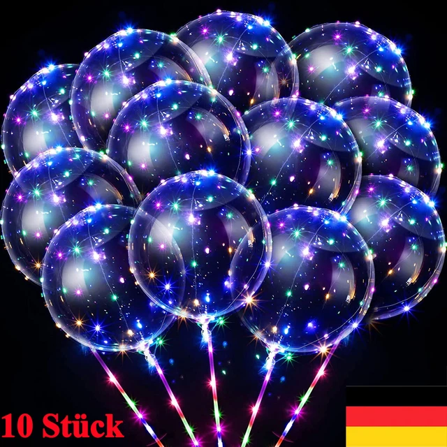 10 LED BOBO Luftballons mit Stäbe Bunt Leuchtende Luftballons für ...