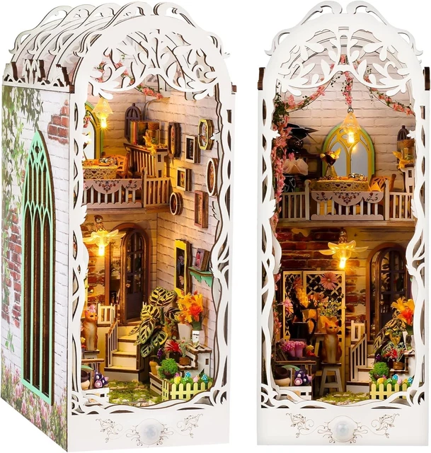 BOOK NOOK KIT, DIY Dollhouse Book Corner Kit Villa Small housewith LED ...