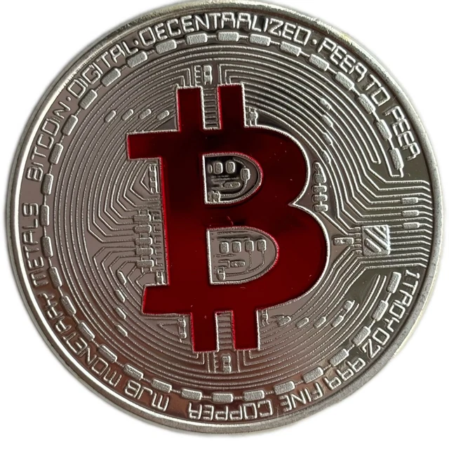 VIRTUAL DIGITAL RED BitCoin Silver Plated Commemorative Coin $12.99 ...