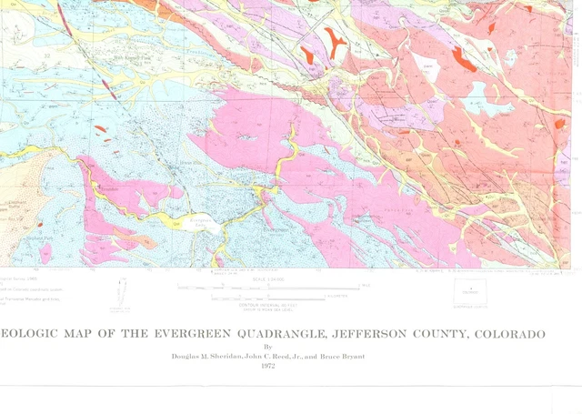 USGS GEOLOGIC MAP: Evergreen Quadrangle, Colorado $21.35 - PicClick AU