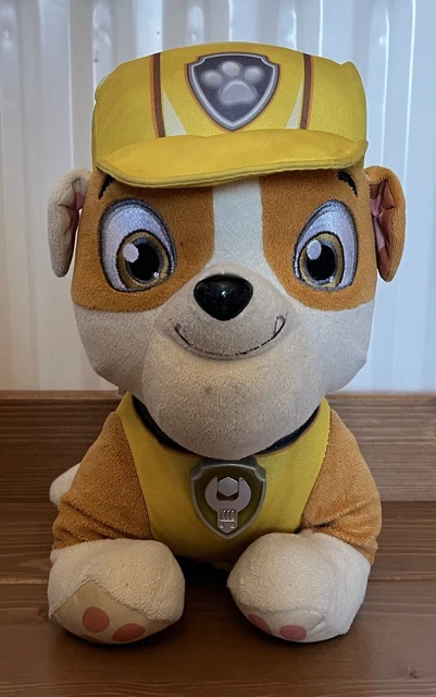 PAW PATROL TALKING Rubble Dog 9” Plush Stuffed Toy Light Up Spin Master ...