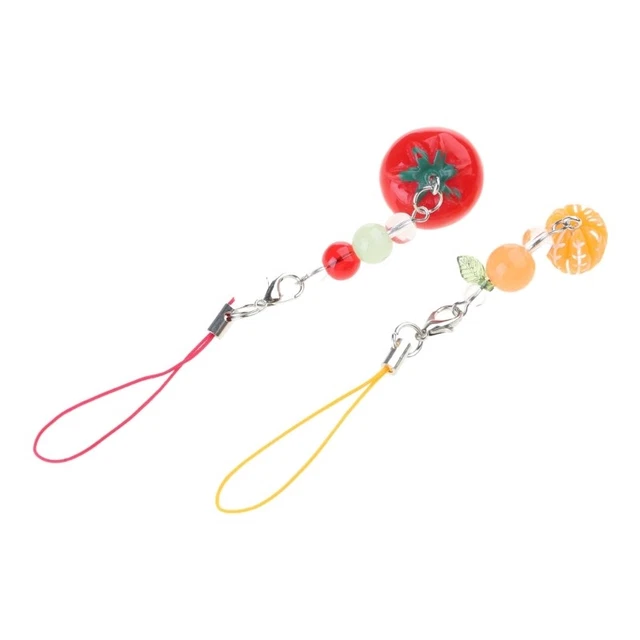 TRENDY MOBILE PHONE Hanging Chain Tomato and Orange Charm Keychain ...