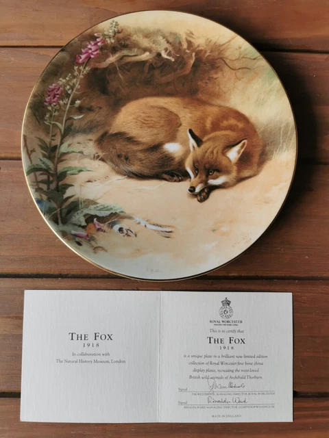ROYAL WORCESTER LIMITED Edition Collectors Plate Thornburns THE FOX £15 ...