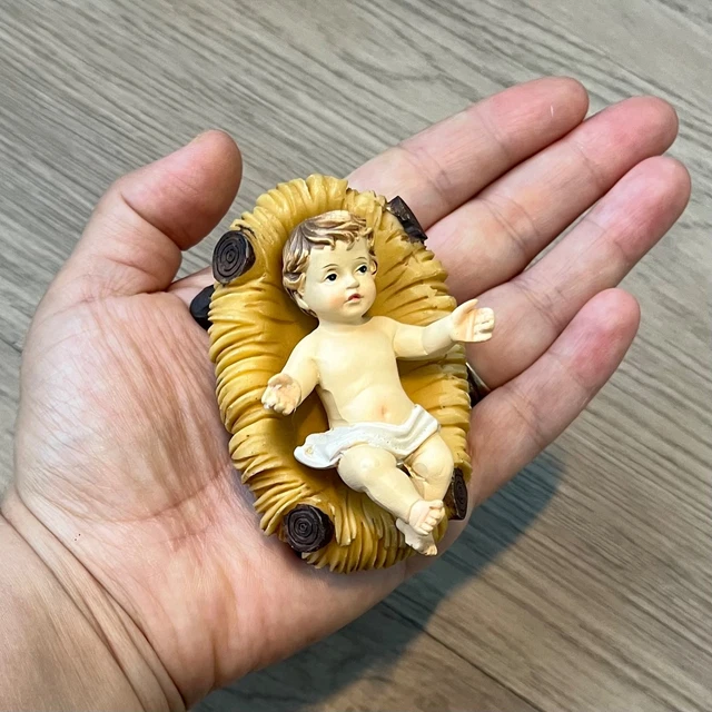 BABY JESUS CHRIST Holy Child With Manger 3” Figurine Statue Christmas ...