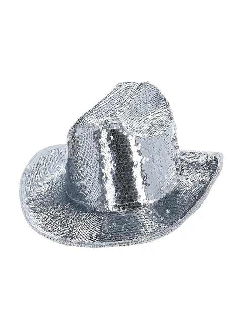 SMIFFYS FEVER DELUXE Sequin Cowboy Hat, Silver £11.75 - PicClick UK