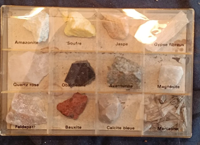 12 MINERAL STONE Collection Set A in clear plastic box Education Real ...