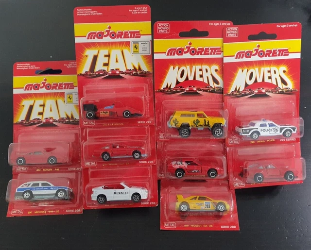 LOT OF 10 VTG RARE Majorette F1 Ferrari Jeep Cherokee indian Mercedes ...