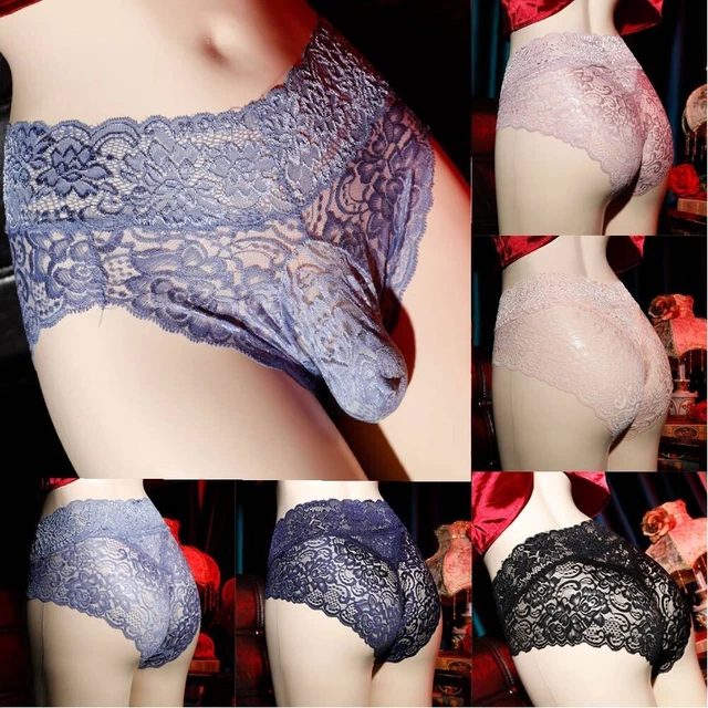 SLIPS EN DENTELLE s duisants pour hommes sous-v tements Sissy culotte taille b EUR 8,94 ...