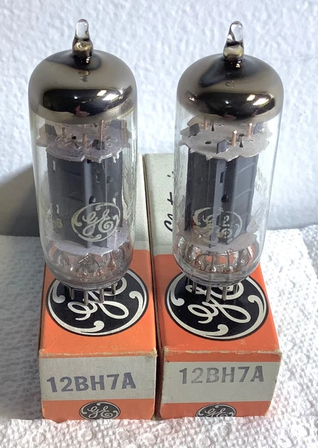 GE 12BH7A GRAY Ladder Plts O-Gtr PreAmp Vacuum Tubes Same Date Code NOS ...