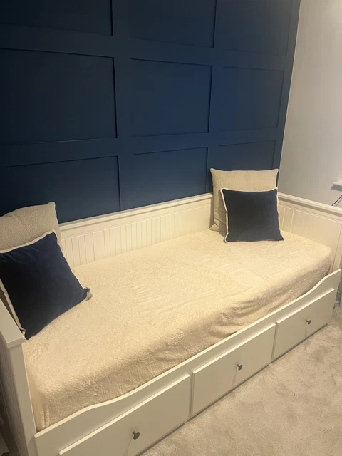 IKEA HEMNES DAY Bed White 2x Mattresses, 3 Drawers, Guest Pull-Out £312 ...