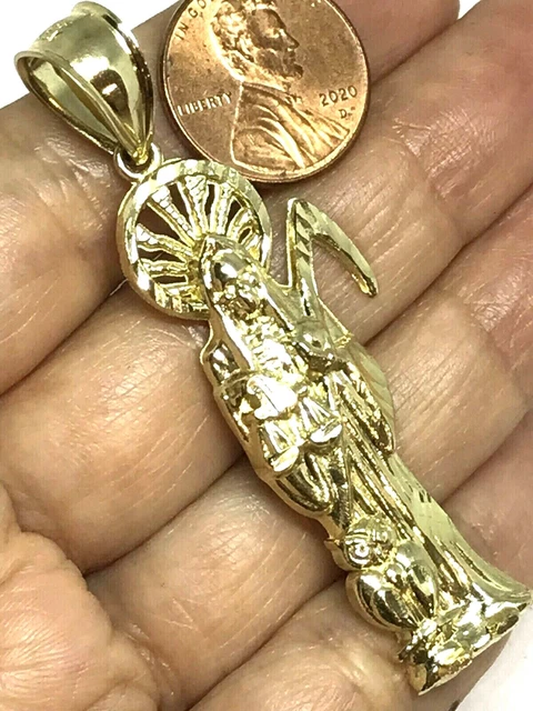 GOLD SANTA MUERTE Saint Holy death angel Grim reaper Pendant 10k 2.40 ...