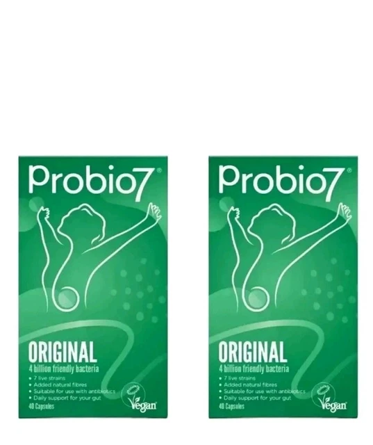 PROBIO 7 Original 2×/ 4 Billion Friendly Bacteria - 40 Vegan Capsules ...
