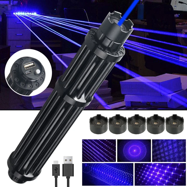 6 WATT BLUE Laser Pointer Pen Adjustable Laser Visible Dot Light USB ...