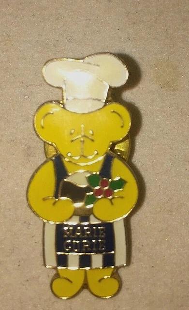 VINTAGE COLLECTABLE MARIE Curie chef teddy bear enamel pin badge £3.99 ...