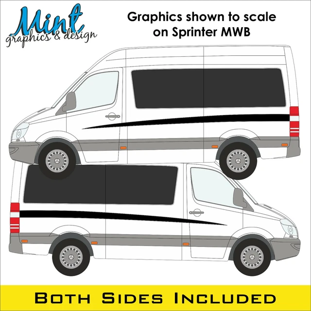 MWB MERCEDES SPRINTER Wohnmobil Seitenstreifen Aufkleber WOHNMOBIL Van ...