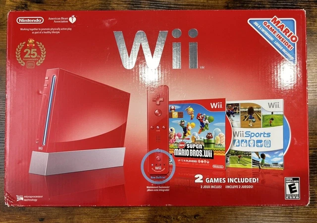 NINTENDO WII LIMITED Edition Red Console 25th Anniversary Super Mario ...