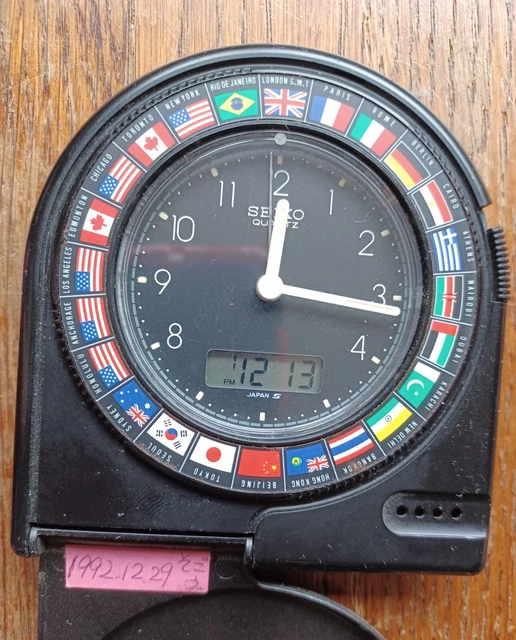 VINTAGE SEIKO QUARTZ World Time Travel Portable Clock w/Analog ...