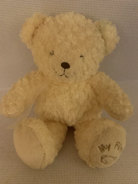 MOTHERCARE MY FIRST Teddy Bear Cream Soft Toy 8" Vintage Green Label £ ...