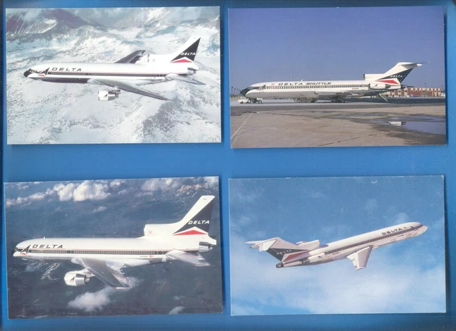 DELTA AIRLINES.4 POSTCARDS.BOEING 727 (2),Lockheed L-1011 Tristar £11. ...