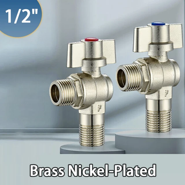 1/2& ANGLED/CORNER BRASS Ball Valve 90°Elbow Radiator Valves Water Stop ...