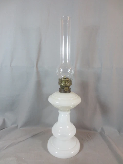 VINTAGE ENGLISH MADE Antique Glass Oil Lamp With Chimney Shepards Hut ...