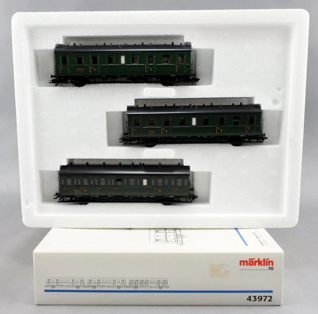 MARKLIN HO SCALE 43972 Sncf 2Nd Class 3 Passenger Car Set $105.49 ...