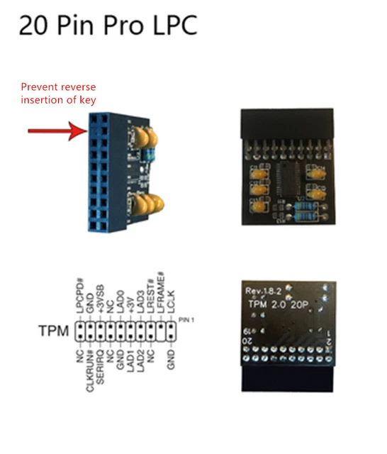 FOR ASUS TPM-L R2.0 AOM-TPM-9665V 20 Pin Pro LPC TPM 2.0 Module Trusted ...