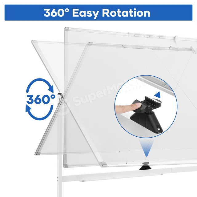 DOUBLE SIDED MAGNETIC Whiteboard On Wheels White Board Dry Erase Stand ...