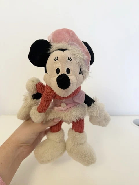 DISNEY MINNIE MOUSE Soft Toy Disneyland Resort Pink Winter Outfit 8” £7 ...
