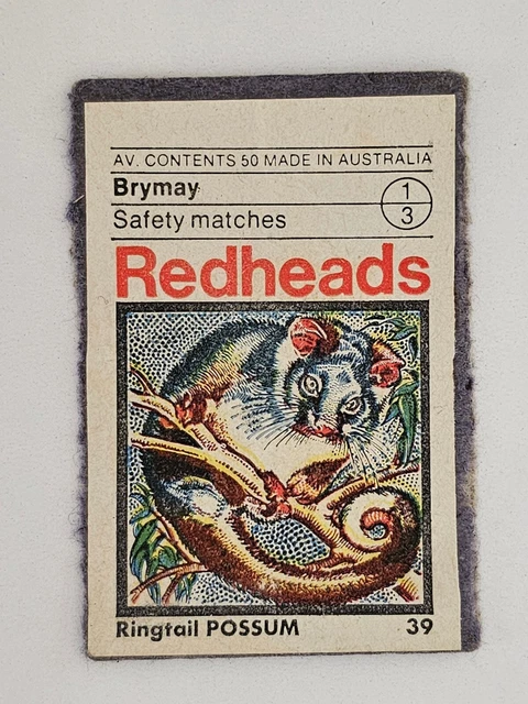 BRYMAY REDHEADS MATCHBOX Label Ringtail Possum #39 (ML186) EUR 3,64 ...